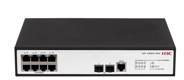 8-Port Gigabit Ethernet + 2-Port 1000Base-X SFP Managed Switch H3C LS-1850V2-10P-EI-GL - SMNET