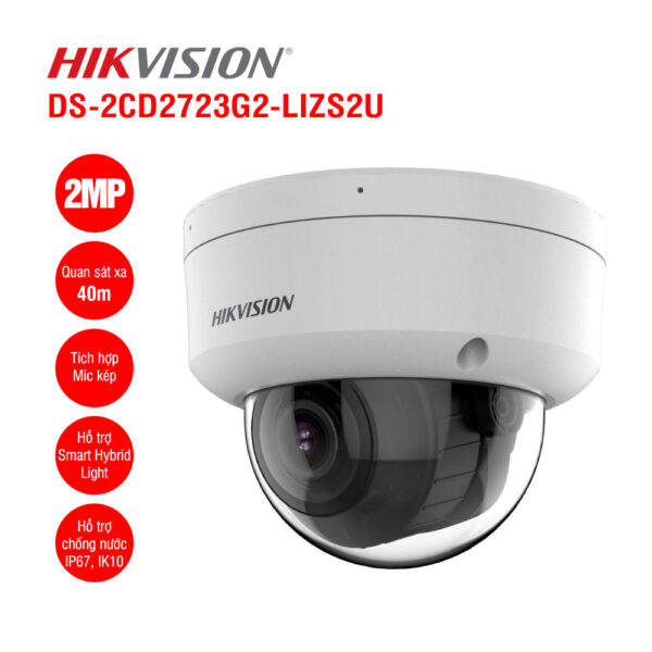 Camera IP Dome 2MP Hikvision DS-2CD2723G2-LIZS2U - SMNET