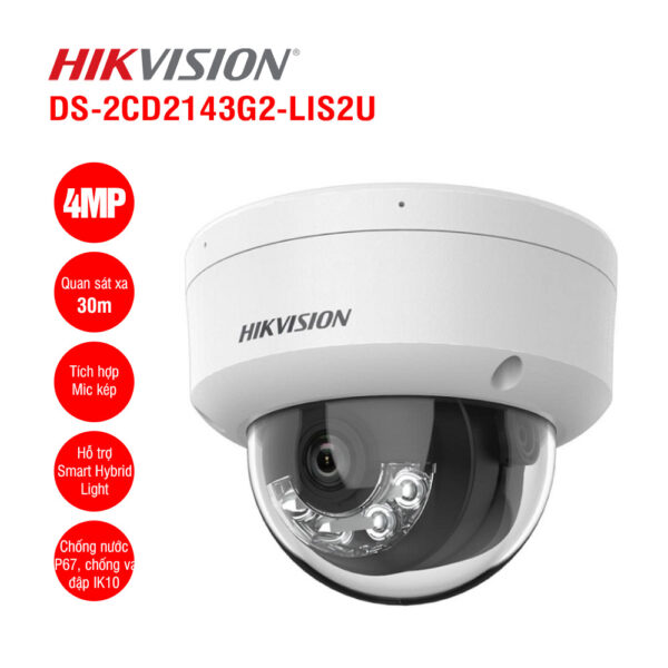 Camera IP Dome 4MP Hikvision DS-2CD2143G2-LIS2U - SMNET