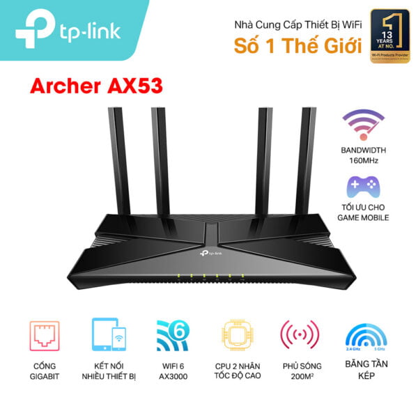 Bộ phát Wifi 6 AX3000 TP-LINK Archer AX53 - SMNET